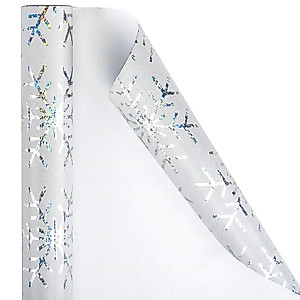 RUSPEPA Wrapping Paper - Rainbow Shining Snowflake Design - 30 inches x 32.8 Feet