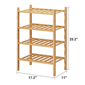 viewcare Small Shoe Rack, 4-Tier Shoe Rack for Entryway, Bamboo Wood Shoe Rack for Closet & Hallway, Long 17 in | Beautiful | Functional | Sturdy | Durable