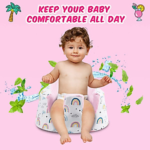 SMTTW Seat Cover Compatible with Bumbo Seat, Summer Cooling Breathable Seat Cover with Portable Hand Belt for Baby Boy Girl (Pink Rainbow)