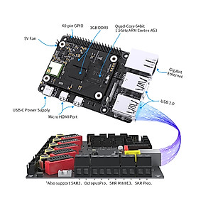 BIGTREETECH CB1 V2.2 + Pi4B Adapter Panel Board Kit, Support with SKR Mini E3 V3.0 Octopus V1.1 Octopus Pro SKR 3 Control Board to Run Klipper VS Raspberry-Pi 4/3B for Voron 3D Printer