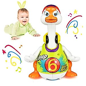 Woby Baby Musical Toy Dancing Singing Talking Walking Hip Hop Swing Goose Cool Educational Toy Gift for 1 2 3 Year Toddlers Kids Boys Girls