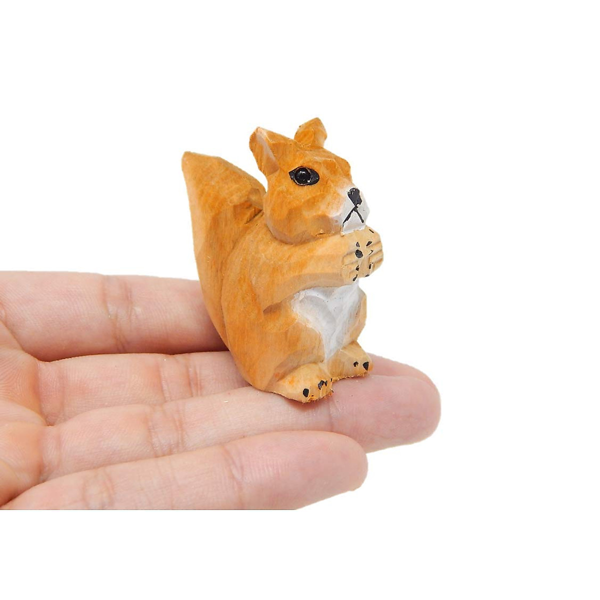 Selsela Squirrel Figurine Garden Statue Home Decoration Miniature Wood Forest Critter Art Mini Carved Small Animal
