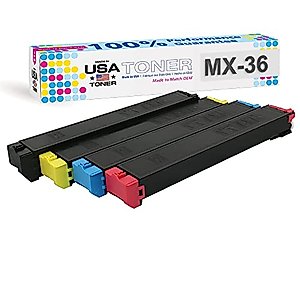 MADE IN USA TONER Cartridge Replacement for Sharp MX36NT, MX-2610N MX-2615N MX-3110N MX-3115N MX-3610N (Black, Cyan, Magenta, Yellow, 4-Pack)