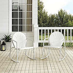 Crosley Furniture CO1013-WH Griffith Retro Metal Outdoor Rocking Chairs, White Gloss