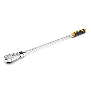 GEARWRENCH 1/2" Drive 90 Tooth Dual Material Locking Flex Head Teardrop Ratchet 24" - 81372T, Multi, One Size