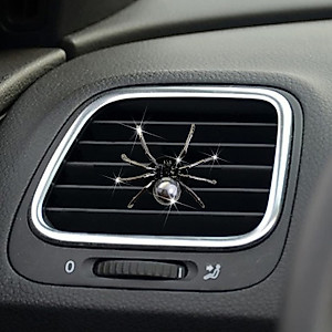 Bling Spider Car Air Fresheners Vent Clips, Cute Lovely Spider Car Air Vent Clips Funny Diamond Diffuser Vent Clip Decoration Interior Decor Bling Accessories for Women Men（Black）