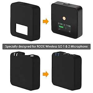 Silicone Protect Case for RODE Wireless GO I II Microphone, Mic Silicone Case Cover for RODE Wireless GO 1 & 2 Accessories Microphone System (Black)