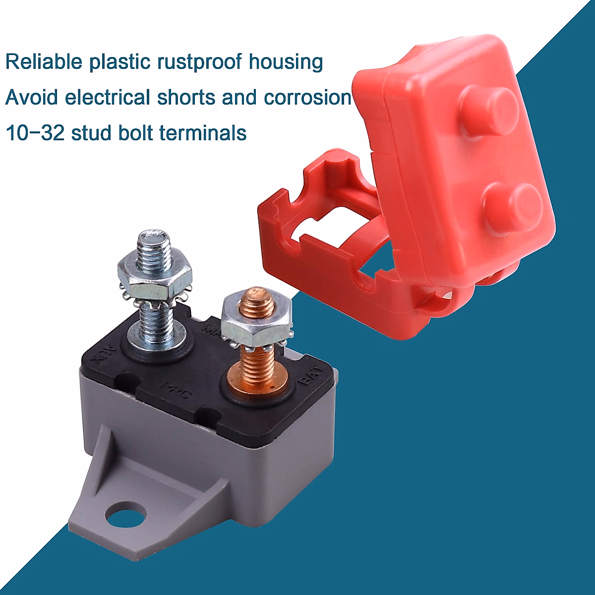 VOZINMOST Automatic Reset Circuit Breaker 15Amp 12V/24V DC Stud Type Circuit Breakers Suitable for Automotive, Marine(Pack of 2)