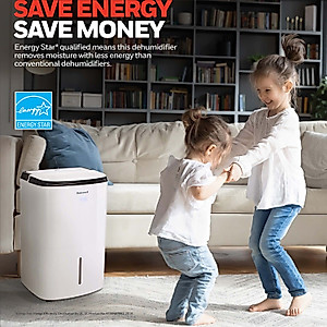 Honeywell 50 Pint Energy Star Smart Dehumidifier for Basements & Large Rooms Up to 4000 Sq. Ft. with WiFi, Alexa Voice Control, and Anti-Spill Design, (White)