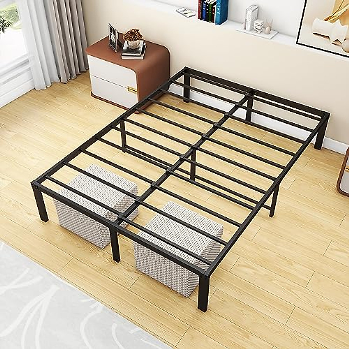 DUMEE Metal Full Size Bed Frame, 14 Inch High Platform Bed Frames Full, Steel Slats Mattress Foundation No Box Spring Needed, Enhanced Support Noise Free, Easy Assembly, Black