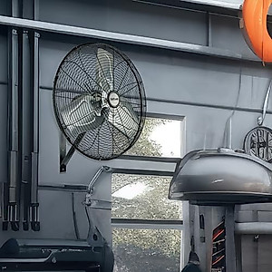 Hurricane 20 Inch Pro Commercial Grade Corded Electric Classic Oscillating Wall Mount Fan with 3 Speed Settings for Air Circulation, Black