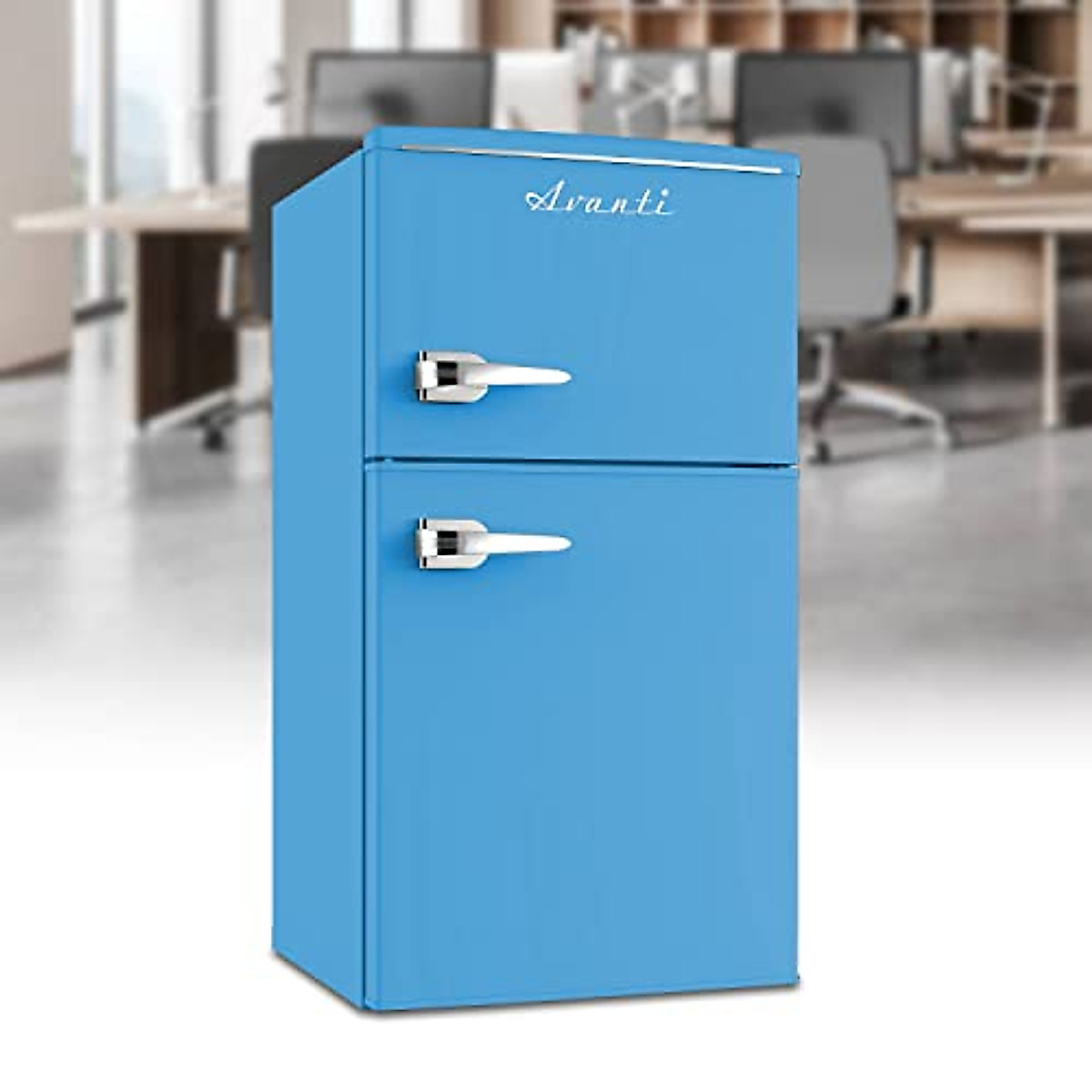 Avanti RMRT30X6BL-IS Mini Fridge with Freezer 3 Cu. Ft. Capacity Retro-Styled for Home Office or Dorm, Manual Defrost and Adjustable Temperature, 3 Cu.Ft, Blue