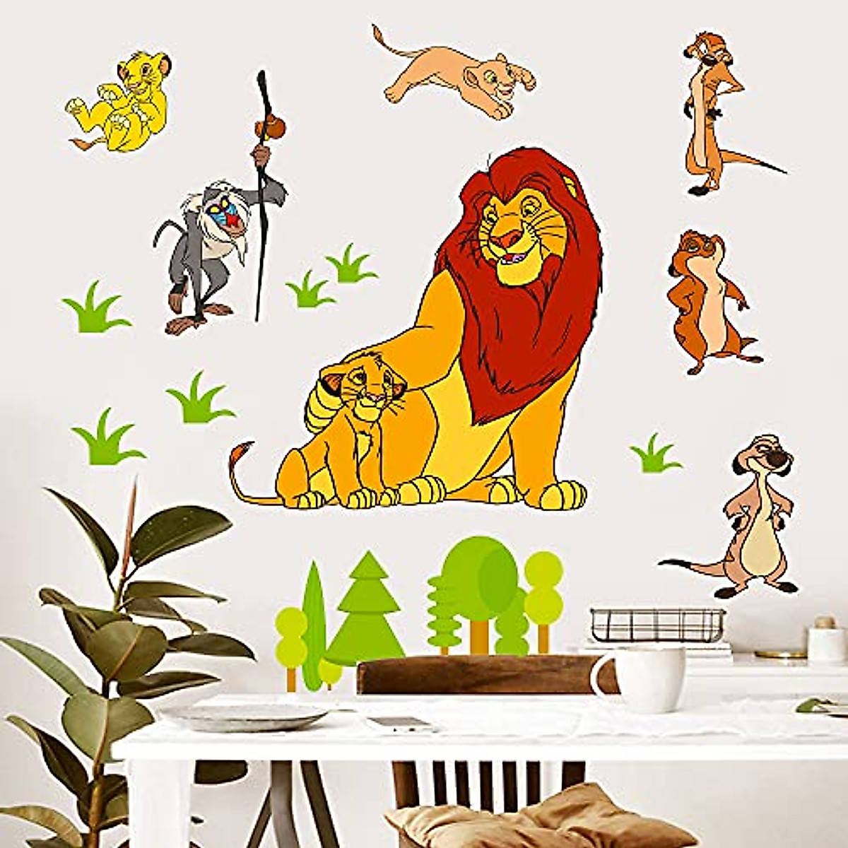 FAIRY KAARI Lion King Wall Decals for Children Room Lion King Wall Sticker Kids Room Nursery Cartoon Lion King Wall Decals Removable DIY Party Wallpaper for Playroom Living Room Decor