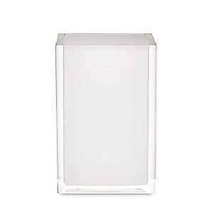 Essentra Home White and Transparent Bathroom Tumbler from The Cristallino Collection Also Great as Pen Holder or as a Makeup Brush Holder.