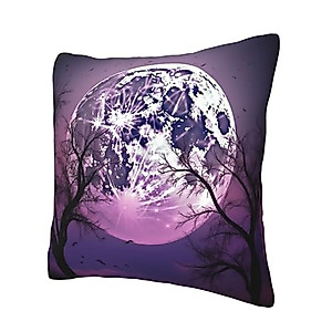 VTCTOASY Purple Moon Night Sky Print Throw Pillow Covers Fashion Throw Pillow Case Soft Couch Pillows Decorative Square Pillow Covers for Sofa Living Room 16"x16"