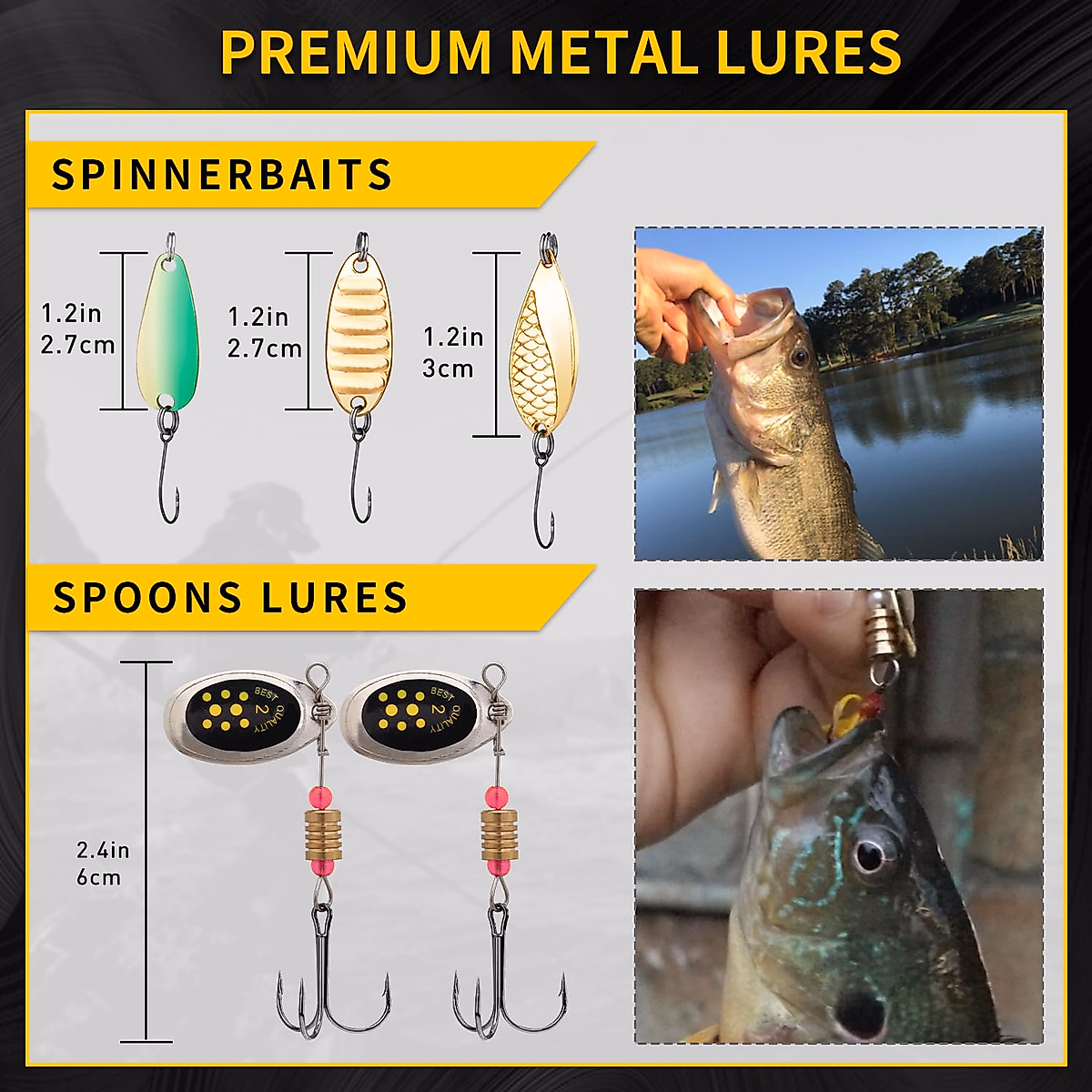 GOTOUR Fishing Lures Accessories Kit with Tackle Box, Fishing Hooks Minnow Crankbait Frog Popper Lure Worm Fishing Spoon Spinner Bait for Bass Crappie, Fishing Gear Freshwater Equipment Gifts for Men