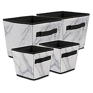 DII Laundry Storage Collection, Foldable Organizing Bin, White, Trapezoid Assorted Set