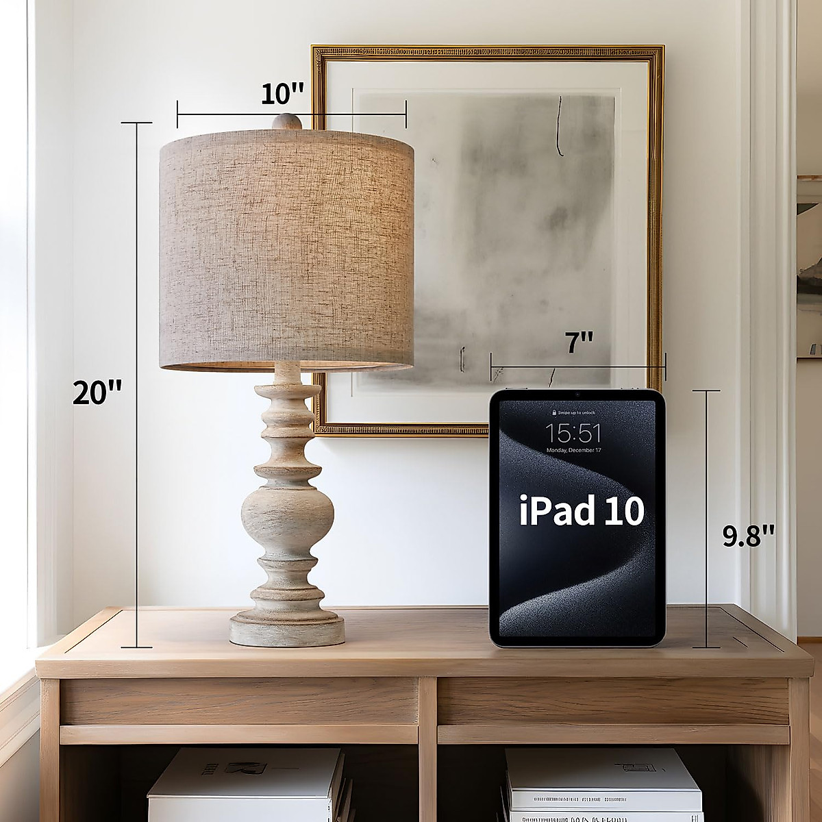 BOBOMOMO Tradition 20" Rustic Table Lamp Set of 2 for Living Room Bedroom Bedside Desk Lamps Bedroom Nightstand Vintage Lamps Linen, 10.00×10.00×20.00 inch, AMZ-T2026AWW