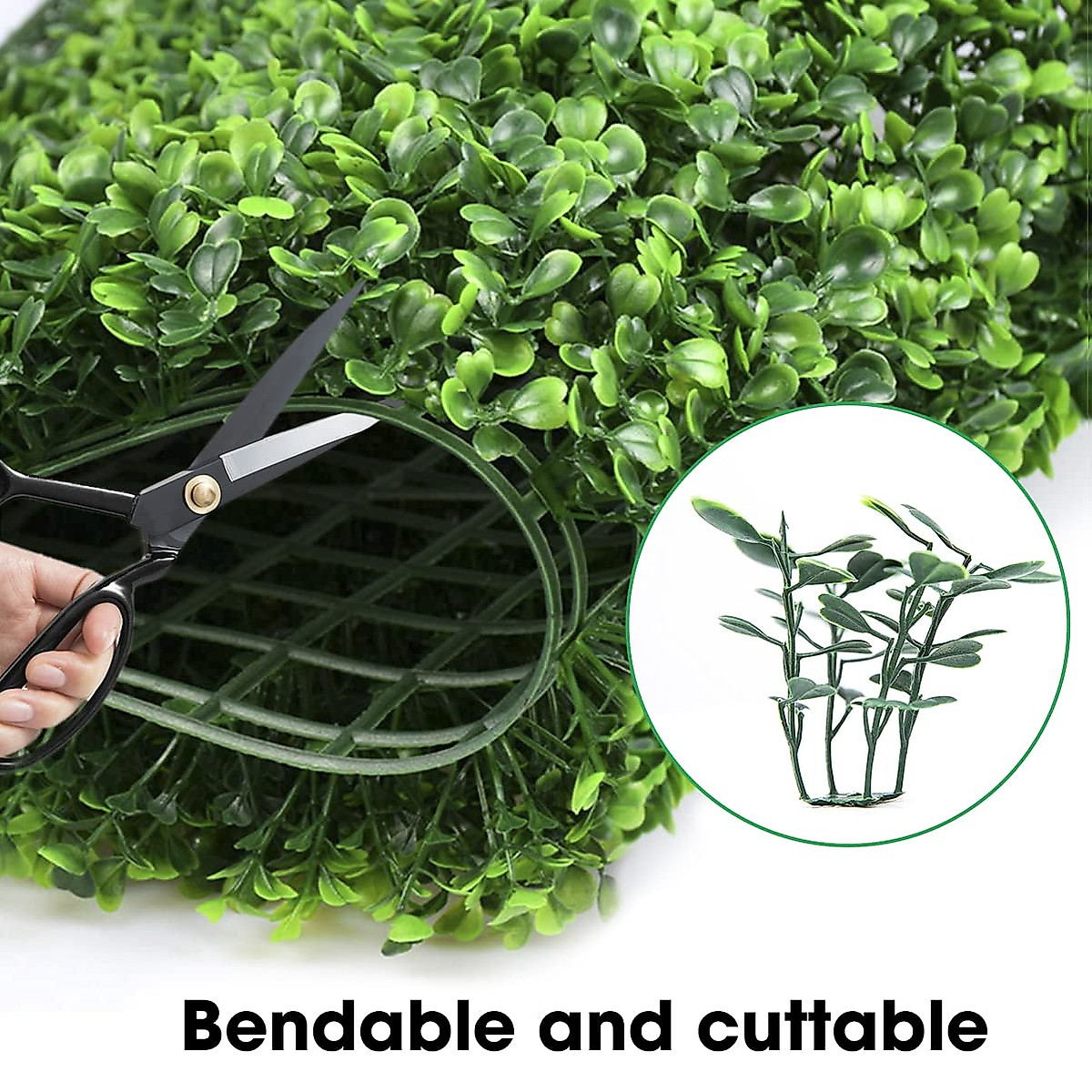 Artificial Boxwood Hedge Panels for Wall Backdrop, Divider Screen, Privacy Fence, Party Decor 20” x 20” Set of 12 Faux Greenery Fake Grass Garden Turf Foliage Tile Mats for Indoor, Outdoor Decoration