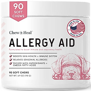 Dog Allergy Chews - 90 Delicious Soft Chew Treats - Anti Itch Allergy Relief for Dogs and Cats - Boosts Immune System, Promotes Skin Health - Seasonal Allergy Treatment for Pets - Made in The USA