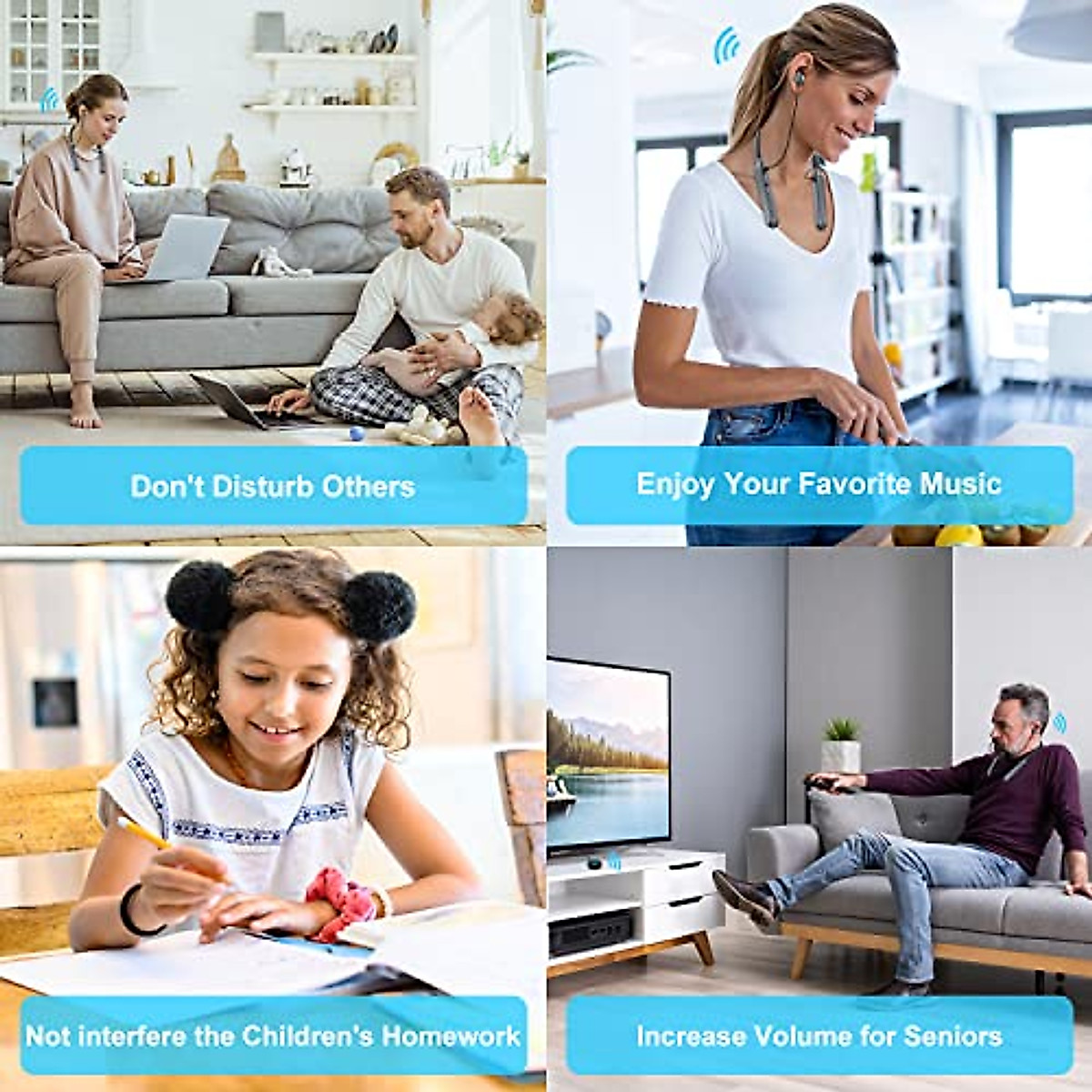 BANIGIPA Bluetooth Headphones Earbuds for TV Watching, Wireless 40ms FastStream Headset Earphones with Mic for Phones, Compatible for Bluetooth Transmitter, 16Hrs Playtime, No Audio Delay