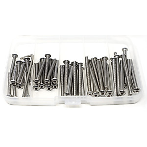 iexcell 50 Pcs M4 x 30/35/40/45/50 Stainless Steel 304 Hex Socket Button Head Cap Screws Bolts Assortment Kit