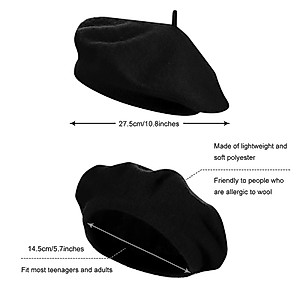 SATINIOR 10 Piece Artificial Wool Beret for Woman, Artist Hat, French Style Beret Polyester Beret Hat Set(Multicolored)