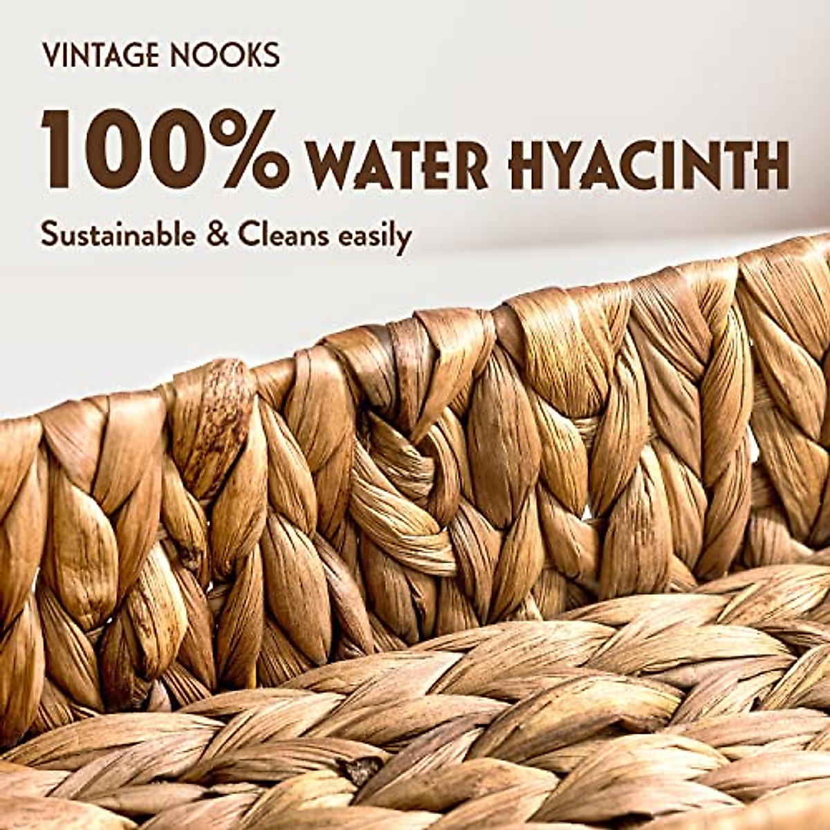 Toilet Paper Basket for Back of Toilet - Set of Two Small, Wicker, Hyacinth Bathroom Baskets for Toilet Paper and Towel Storage (Color: Light Brown)