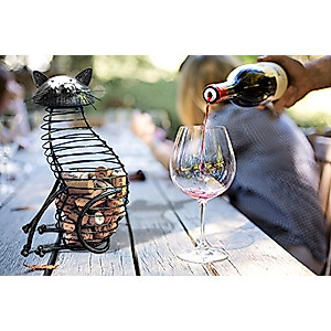 Wine Cork Holder - A Decorative Wine Cork Holder Wine Barrel in The Shape of a Elegant Metal Cat - for cat and Wine Lovers! Great for Wine Corks