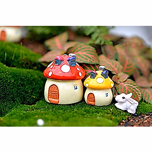 SUN-E 4 Color&Size in Set Miniature Fairy Garden Mushroom House Ornament Outdoor Decor Home Office School Decoration