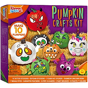 Klever Kits Halloween Arts and Craft Pumpkin Painting Kit, Party Favors for Kids, Halloween Pumpkin Decorating Kit for Party Supplies, Halloween Party Decor DIY Coloring Activities School Party Games