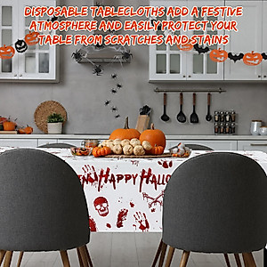Shellwei 4 Pcs Plastic Tablecloth For Halloween Christmas Thanksgiving Day Tablecloth 54" x 108" Waterproof Table Cover Disposable Banquet Table Cloth for Indoor Outside Home Party (Halloween)