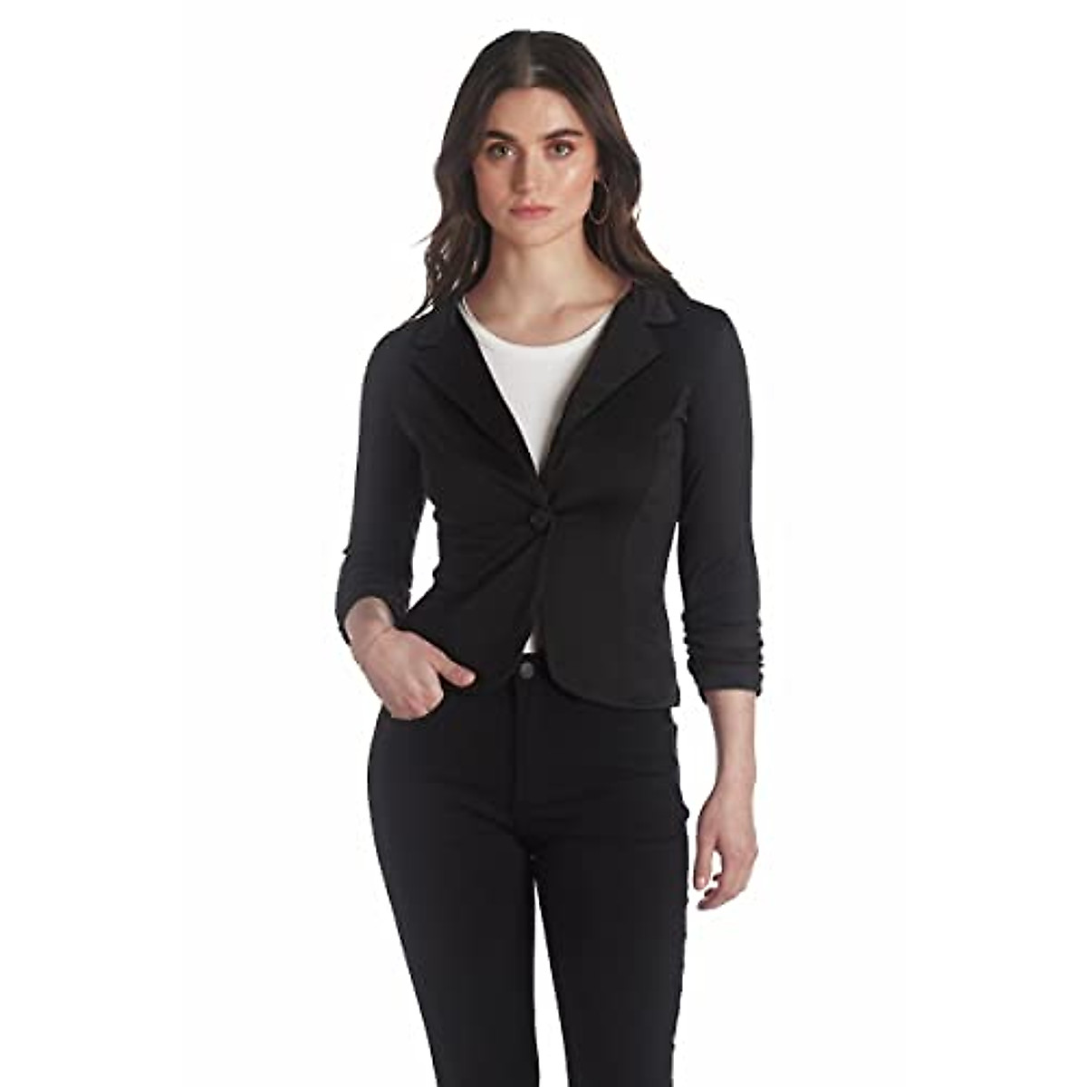 Women's Casual Work Office Blazer Jacket JK1131 SLPBLK M
