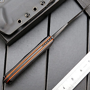 Eafengrow EF124 Fixed Blade Knife 14c28n Steel Blade Coated Black Titanium, G10 Handle Fixed Knife for Outdoor Camping Hunting Survival EDC Tool Knives with Kydex Sheath(Black)