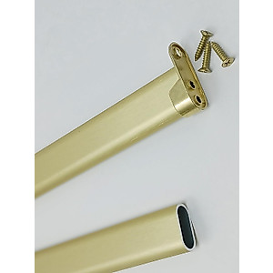 Matte Brass Aluminum Oval Wardrobe Tube Closet Rod with Two End Caps and Screws (30 INCH)