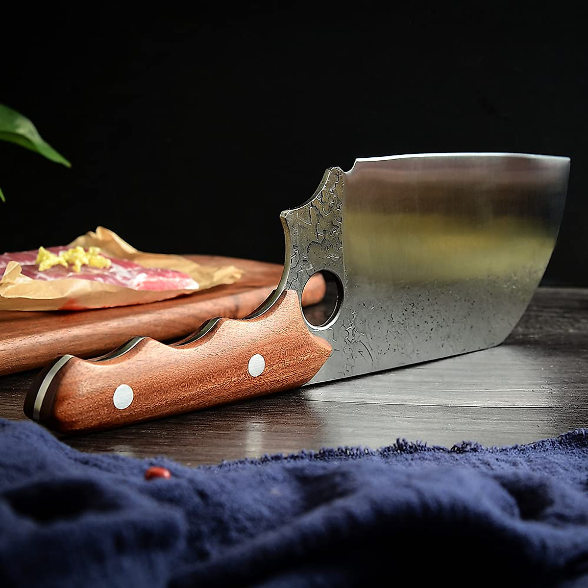 9/11pcs Chef's Knife Set - Hand Forged Boning Knife, High Carbon Steel Chef's Knife, Full Tang Bone Cleaver with Sheath, Serbian Cleaver for Outdoor Camping, BBQ, Kitchen (11)