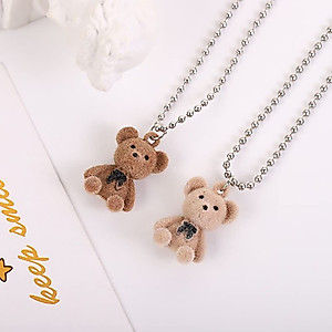 ANZWTLOYY Y2k Bear Necklace Cute Plush Teddy Necklaces BFF Friendship Matching Couple Necklaces set Valentine's Day Gifts 2PCS