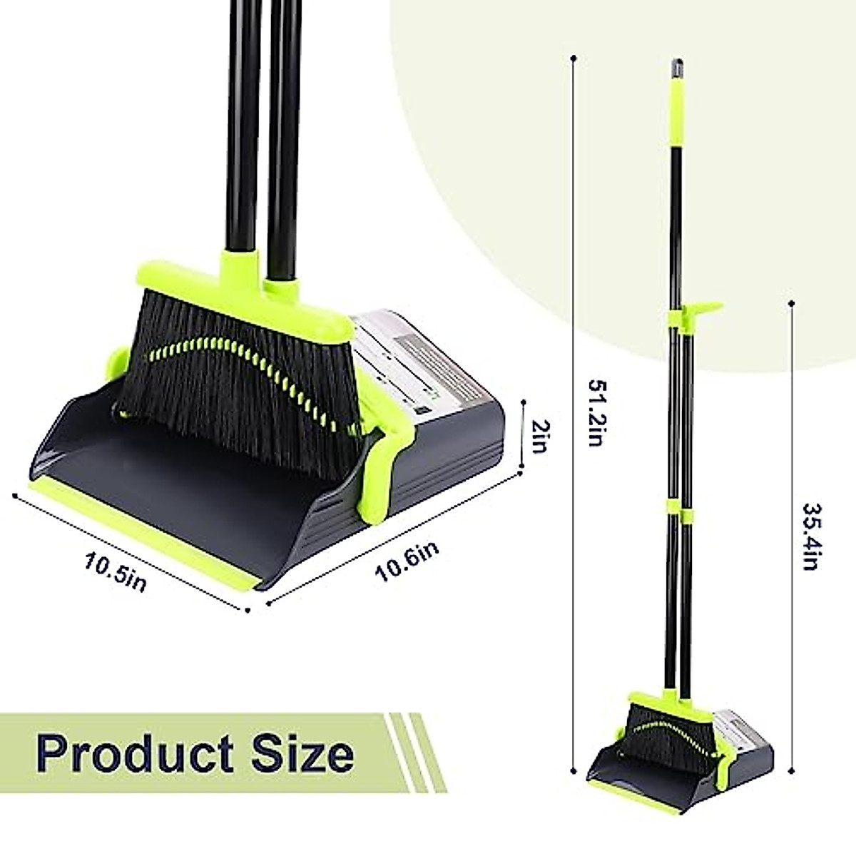Sweep Pan with Handle Broom and Dustpan Set for Home Broom with Dustpan Combo with Long Extendable Handle for Home Kitchen Office Lobby