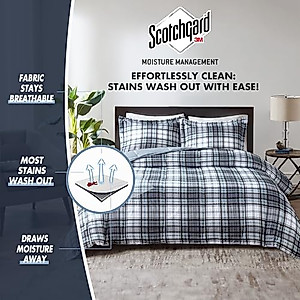 Madison Park Essentials Parkston Plaid Comforter, Matching Sham, 3M Scotchguard Stain Release Cover, Hypoallergenic All Season Bedding-Set, Twin/TwinXL, Grey, 2 Piece