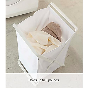 Yamazaki Home Laundry Basket - Foldable Storage Hamper Organizer Steel One Size White