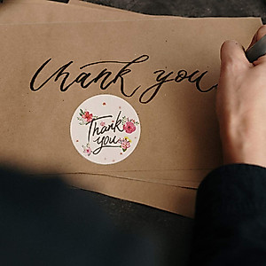 500pc Round Thank You Label Stickers - 1 inch Colorful Flower Design Stickers for Birthdays, Weddings, Thanksgiving, Bridal Showers and Perfect for Small Startup Business (Color 1)