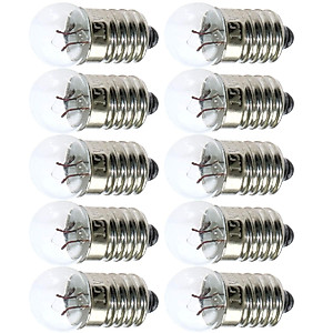 MEETOOT 10pcs E10 Mini Light Bulbs 1.5V 0.3A Physical Electrical Experiment Screw Base Indicator Light Incandescent Bulb Old-Fashioned Flashlight Lamp