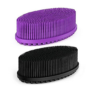 HEETA 2 Pack Silicone Body Scrubber, Gentle Exfoliating Body Scrubber, Shower Scrubber Silicone Loofah Brush, Easy to Clean, Gentle Massage with Body Brush for Kids Women Men All Kinds of Skin