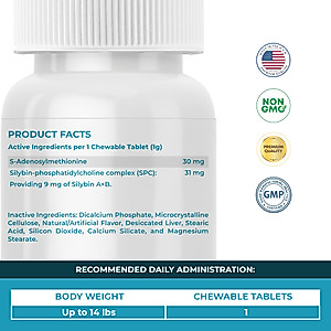 Same and Silybin for Dogs - S-Adenosyl-L-Methionine, Same for Dogs, Liver Supplements for Dogs, Brain Supplement for Dogs, Dog Liver Support Supplement (Same+Silybin, Small Dogs (Under 14 lbs))