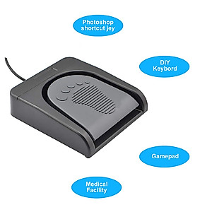 iKKEGOL Upgraded USB Single Foot Pedal Switch Control One Key Footswitch Program Customized Computer Keyboard Mouse Game Action HID (Black)