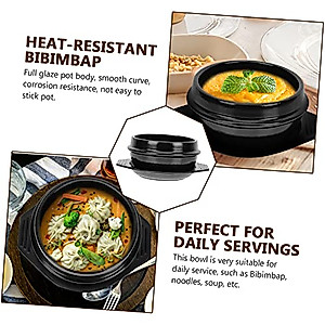 Yardenfun 1pc Korean Miso Soup Pot Korean Spoons Portable Stove Japanese Soup Bowls Kimchi Jjigae Pot Ceramic Stew Pot Stew Soup Pot Kitchen Cookwares Korean Ceramic Casserole Home Stove Pot