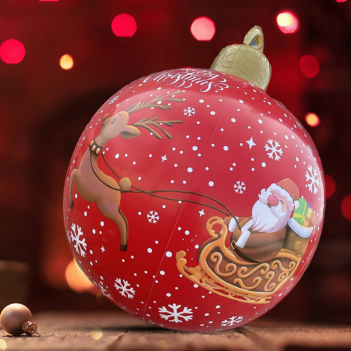 2023 Outdoor Christmas Inflatable Decorations With LED Light - 24 Inch Remote Control Christmas PVC Inflatable Ball Ornament For Xmas Holiday Yard Tree Pool Decorations