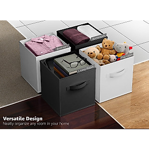 Sorbus Foldable Storage Cubes - 6 Pack, 11 Inch, Black and White, Fabric, Foldable, Storage and Organization, Versatile Use, Collapsible Storage, Lightweight and Durable