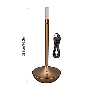Cordless Table Lamp - Innovative Candle Shape, Rechargeable LED Desk Lamp with 3 Levels Brightness, Stylish Appearance for Home Decor (Gold)