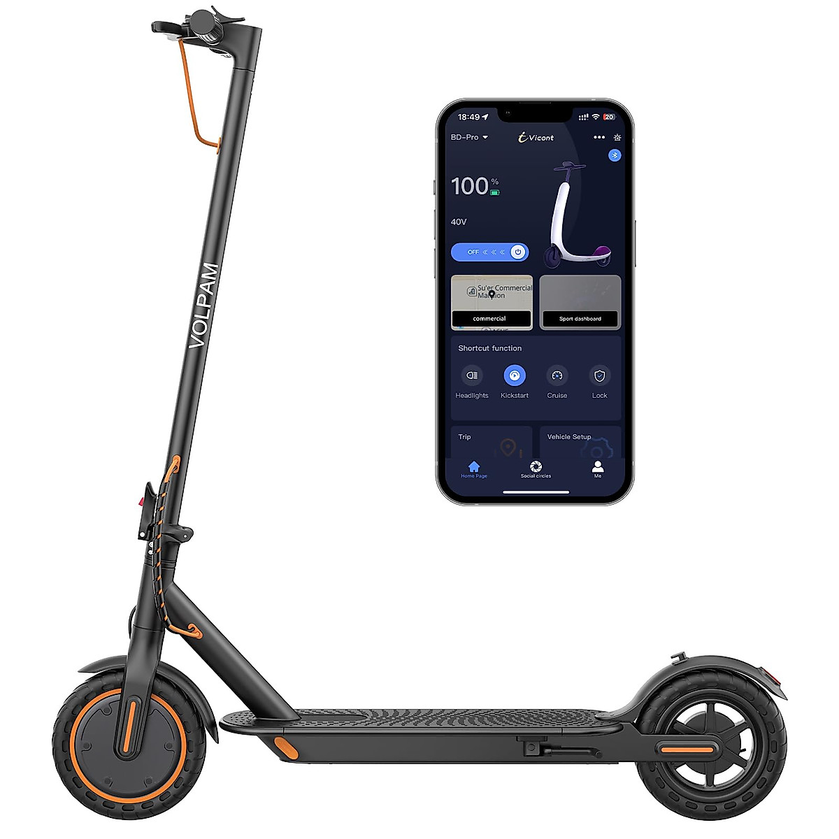 VOLPAM Electric Scooter, Powerful 350W/500W Motor, Max 12/19/28Miles Long Range, Top Speed 16/19/21 MPH, 8.5" /10'' Tires, E Scooter for Adults (8.5''-12Miles-350W)